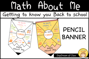 Math About Me Pencil Banner Graphic by DayDream of Class · Creative Fabrica