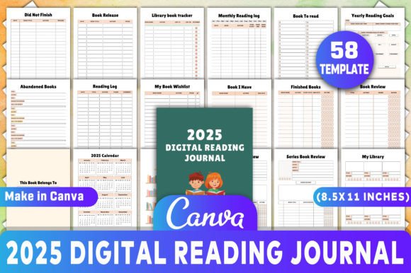 2025 Digital Reading Journal Graphic by KDP GRAVITY · Creative Fabrica