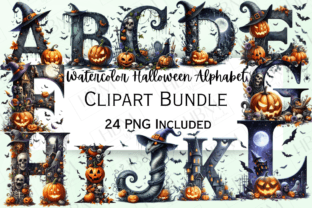 Watercolor Halloween Letters Clipart Graphic by HBM Clipart · Creative ...