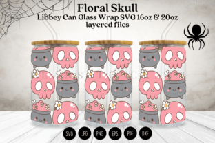 Floral Skull Halloween Libbey Glass Wrap Graphic by planstocraft ...