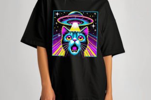 Alien Abduction Cat Png, Retro Sci-Fi Graphic by DeeNaenon · Creative ...