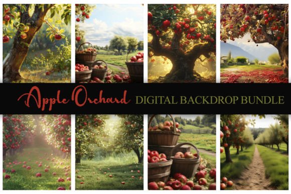 Apple Orchard V1 Digital Backdrop Bundle Graphic by Moonlight Grafix ...