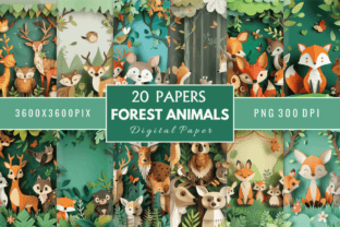 Forest Animals Digital Paper Bundle Graphic by Regulrcrative · Creative ...