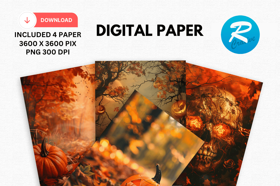 Halloween Fall Digital Paper Printable Graphic by Regulrcrative ...