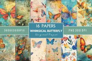 Whimsical Butterfly Digital Paper Bundle Graphic by Regulrcrative ...