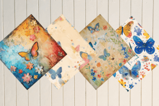Whimsical Butterfly Digital Paper Bundle Graphic by Regulrcrative ...