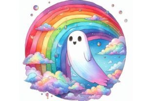 🌈 a Ghost Floating Through a Sky Filled Grafica di clipartguru ...