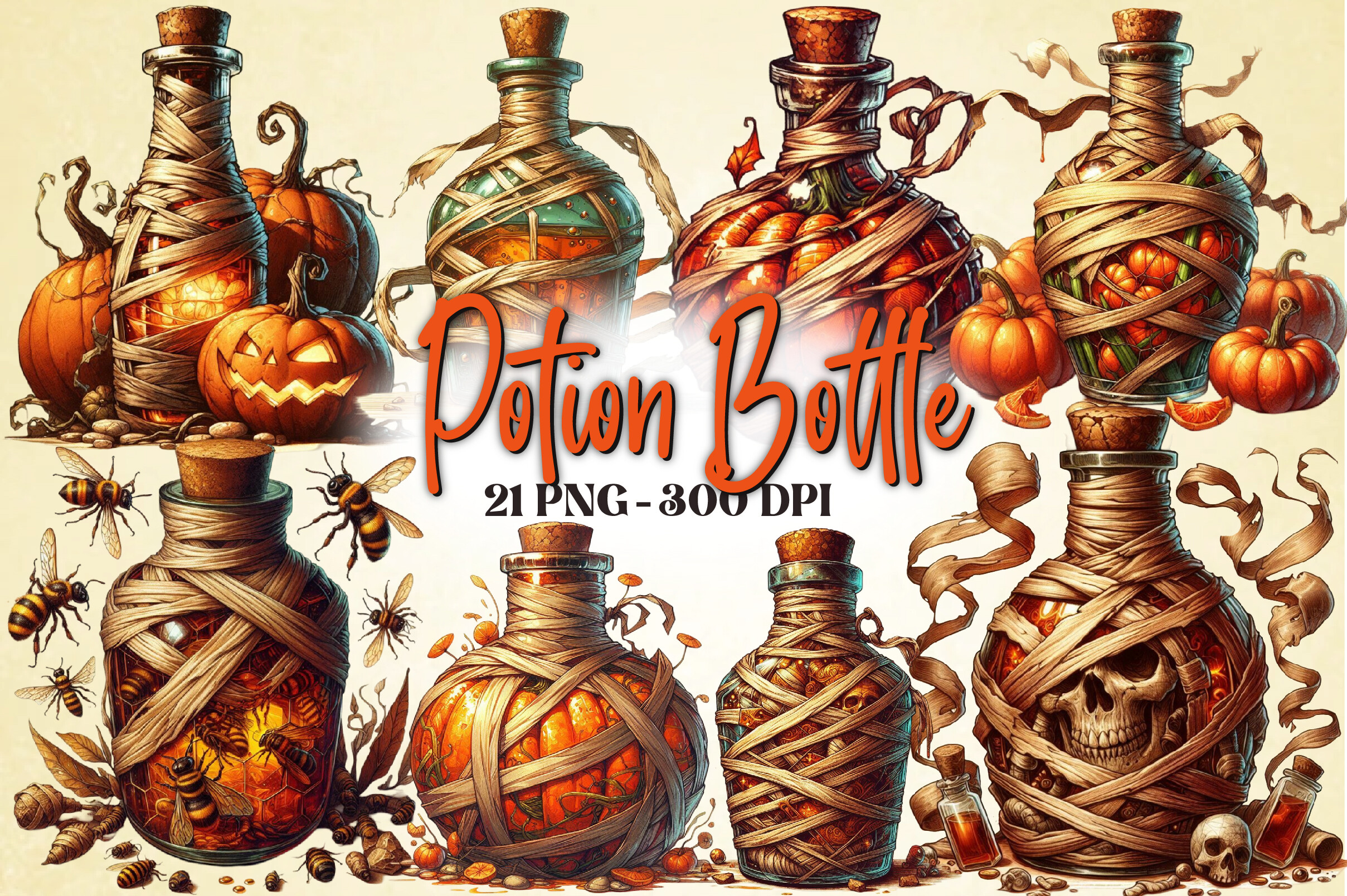 Halloween Potion Bottle Clipart Graphic by RevolutionCraft · Creative ...