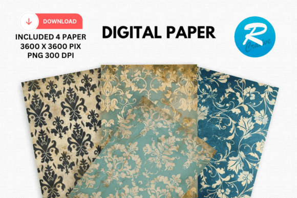 Damask Paper Scrapbook Digital Pattern Graphic by Regulrcrative ...