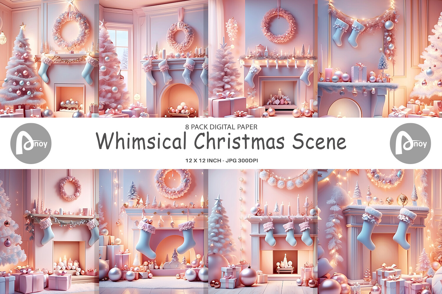 Digital Paper Whimsical Christmas Scene Graphic by Artnoy · Creative ...
