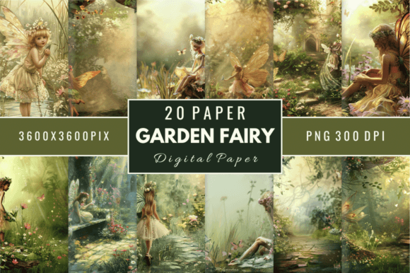 Garden Fairy Digital Paper Bundle Graphic by Regulrcrative · Creative ...