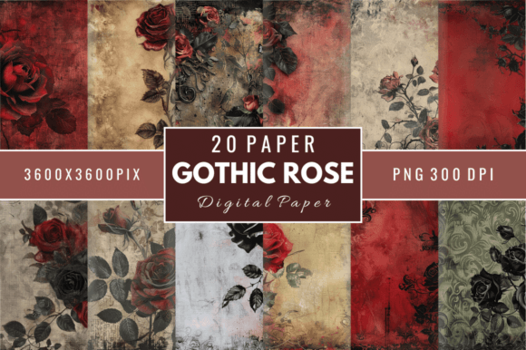 Gothic Rose Digital Paper Bundle Graphic by Regulrcrative · Creative ...
