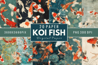 Watercolor Koi Fish Digital Paper Bundle Graphic by Regulrcrative ...
