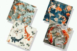 Watercolor Koi Fish Digital Paper Bundle Graphic by Regulrcrative ...