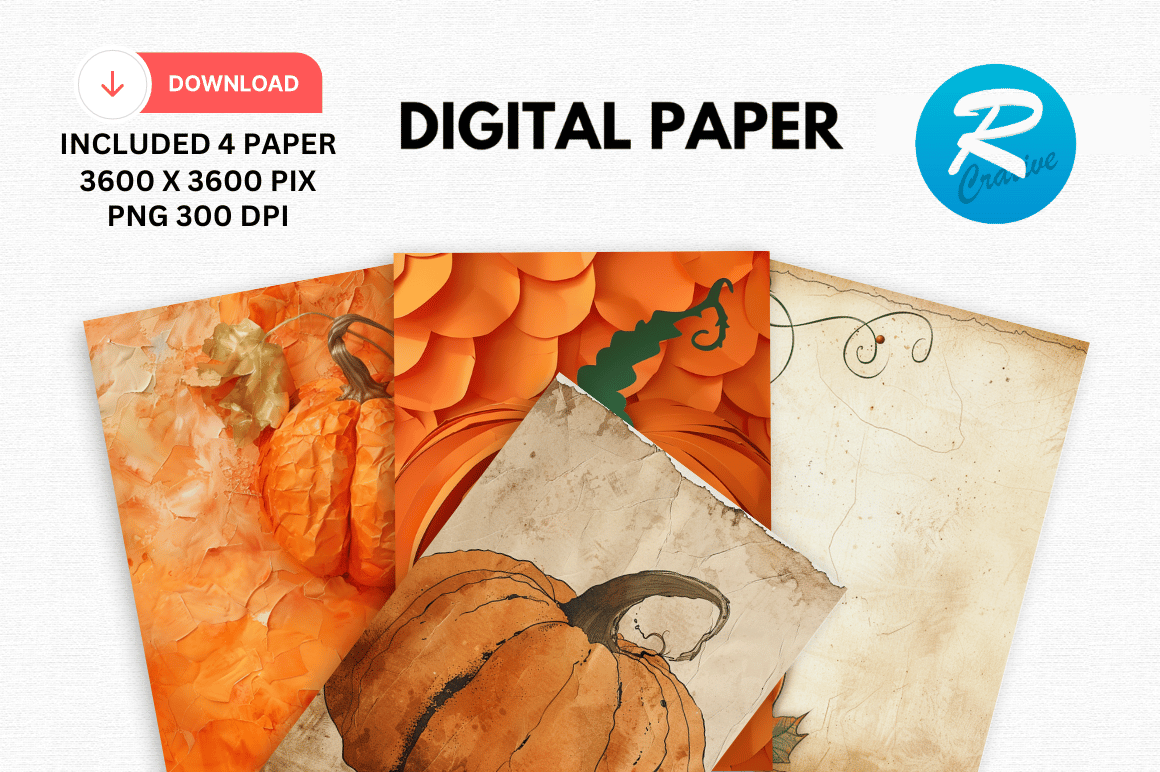Autumn Pumpkin Digital Paper Background Graphic by Regulrcrative ...