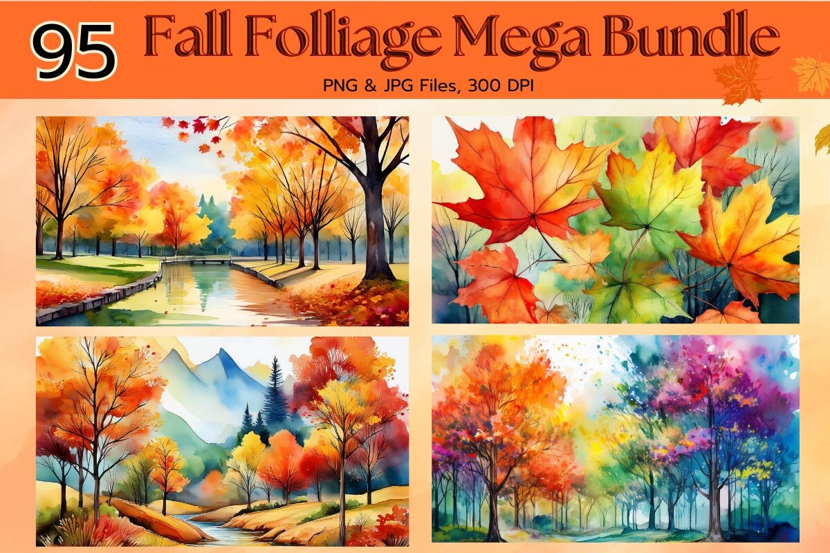 Fall Foliage Mega Bundle Autumn Leaves Graphic by Dream Floral Studio ...