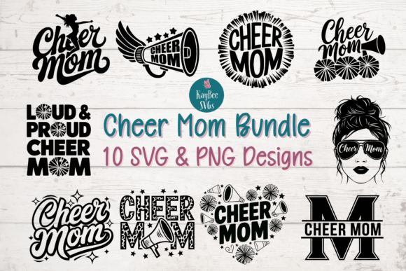 Cheer Mom SVG/PNG Bundle of 10 Designs Graphic by KayBeeSVGs · Creative ...