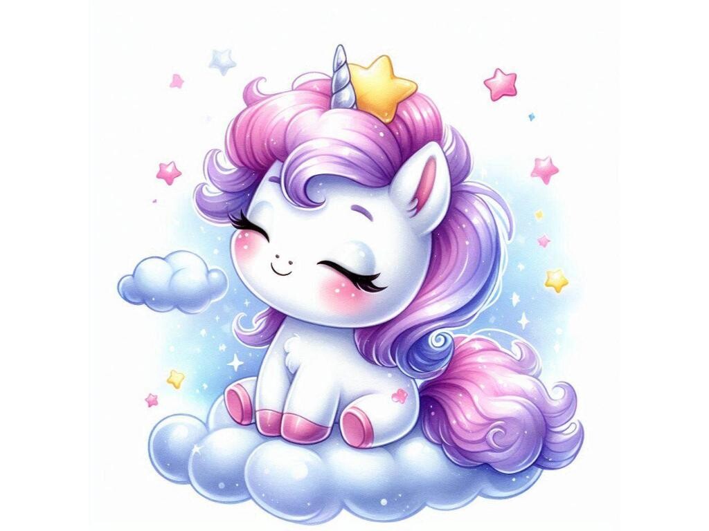🦄 Kawaii 2D Unicorn with a Fluffy Cloud Gráfico por kulturrno ...