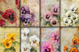 Vintage Pansy Flower Digital Paper Graphic by Omnia Hiba Designer ...