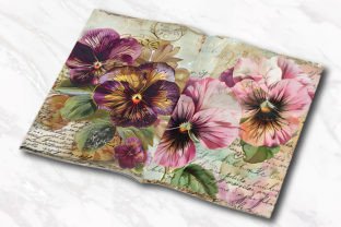 Vintage Pansy Flower Digital Paper Graphic by Omnia Hiba Designer ...