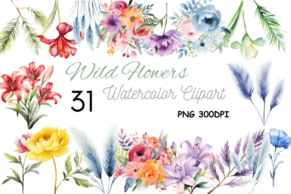 Watercolor Floral Wedding Flower Clipart Graphic by DreamyDesignsCoIN ...