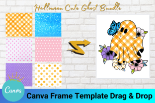 Halloween Cute Ghost Canva Frame Bundle Graphic by Boom Spider Blue ...