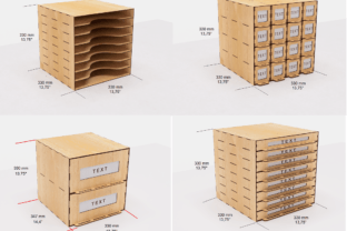 Set of 12 Chest of Drawers Laser Cut · Creative Fabrica