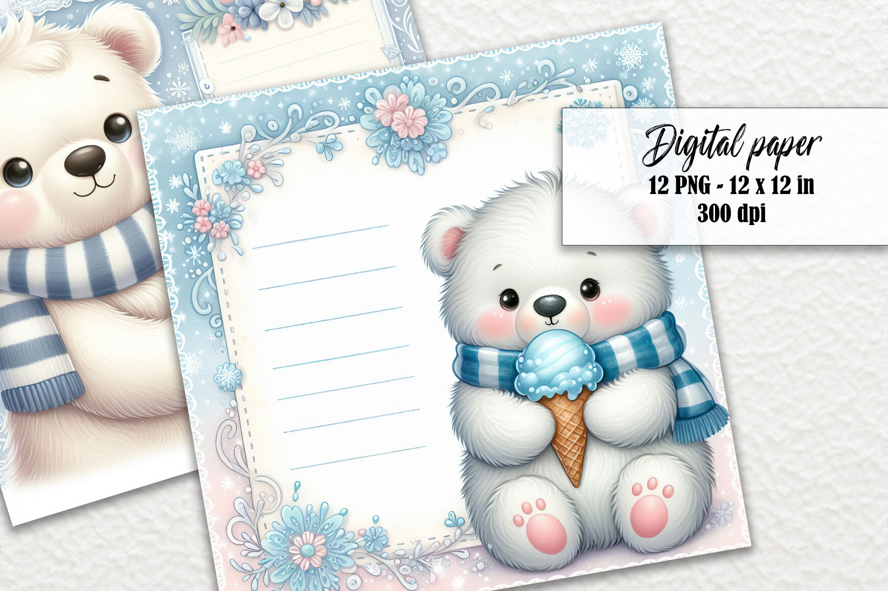 Polar Bear Winter Stationary Letter PNG Graphic by TheWhimsySubHub ...