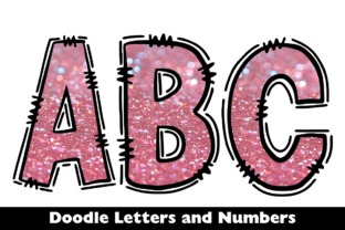 Pink Glitter Doodle Alphabet Numbers Graphic by Rosey Designs Galore ...