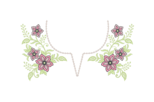 Charming Floral Collar Embroidery Design · Creative Fabrica