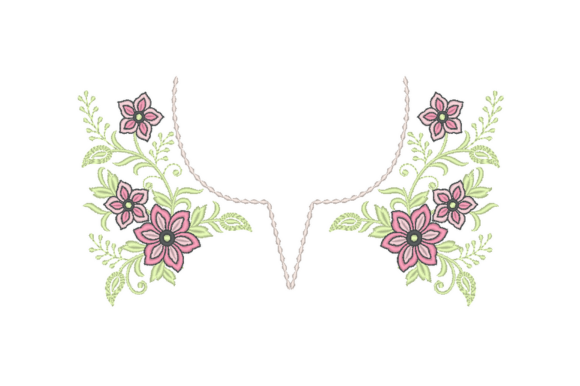 Charming Floral Collar Embroidery Design · Creative Fabrica