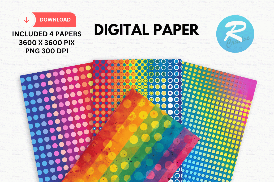 Rainbow Dots Digital Papers Backgrounds Graphic by Regulrcrative ...
