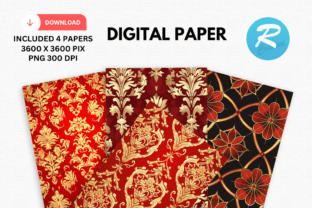 Red and Gold Digital Papers Backgrounds Graphic by Regulrcrative ...