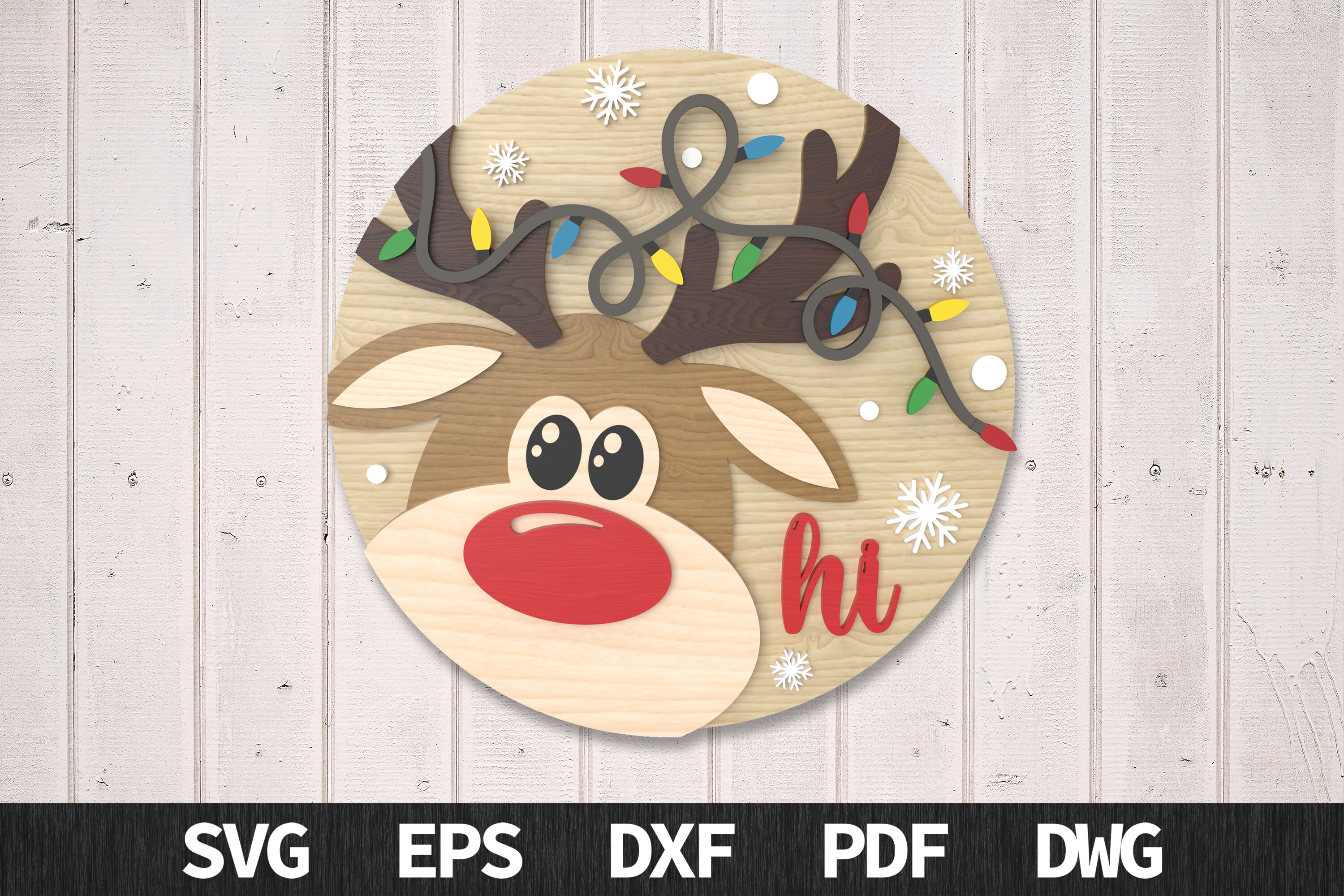 Reindeer Merry Christmas Sign Laser Cut · Creative Fabrica