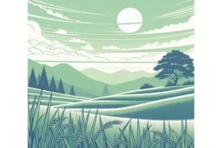 🌾 Japanese Rice Field with Soft Green L Gráfico por kulturrno ...