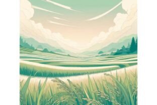 🌾 Japanese Rice Field with Soft Green L Gráfico por kulturrno ...