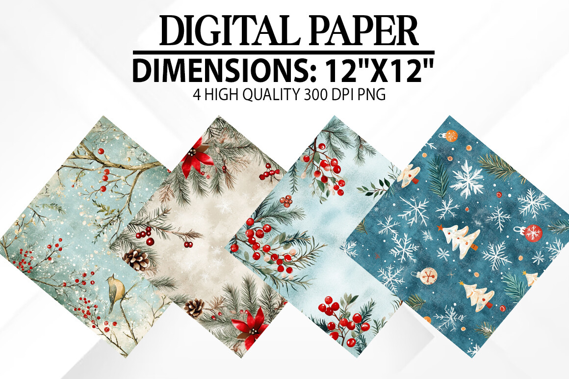 Christmas Winter Digital Papers Graphic by fokira · Creative Fabrica