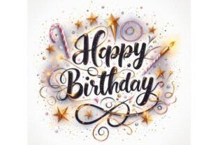 🎊 “Happy Birthday” in Cursive Graphic by Raholco · Creative Fabrica