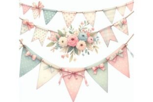 💖 Pastel Bunting Flags with Polka Dots Illustration par kulturrno ...