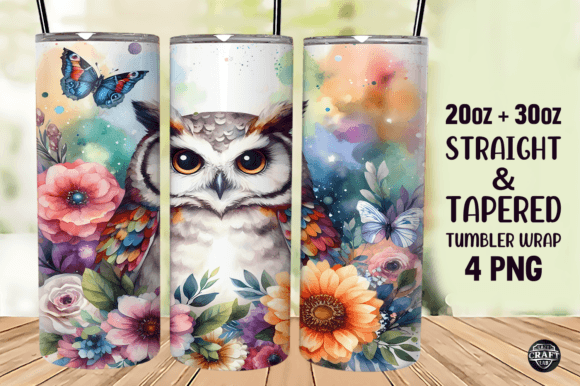 Watercolor Owl Tumbler Wrap 20oz Skinny Graphic by LazyCraftlab ...