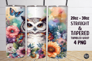 Watercolor Owl Tumbler Wrap 20oz Skinny Graphic by LazyCraftlab ...