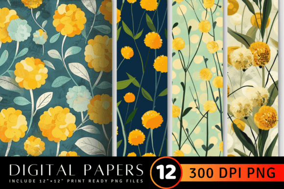 Billy Balls Blooms Digital Paper Graphic by CraftyCakes · Creative Fabrica