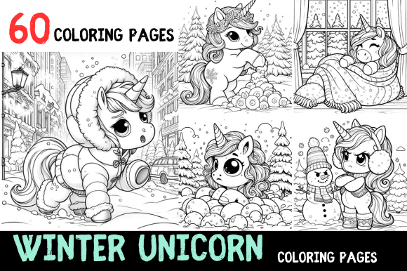 Winter Unicorn Coloring Adventures! Graphic by Coffee mix · Creative ...