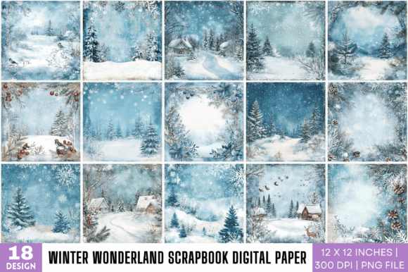 Winter Wonderland Digital Paper Bundle Graphic by Digital_Art12 ...