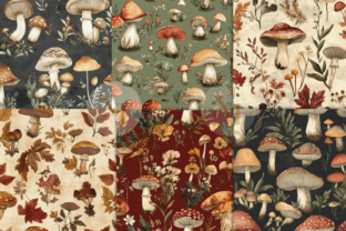 Vintage Mushroom Digital Paper Graphic by Nam Tiwa · Creative Fabrica