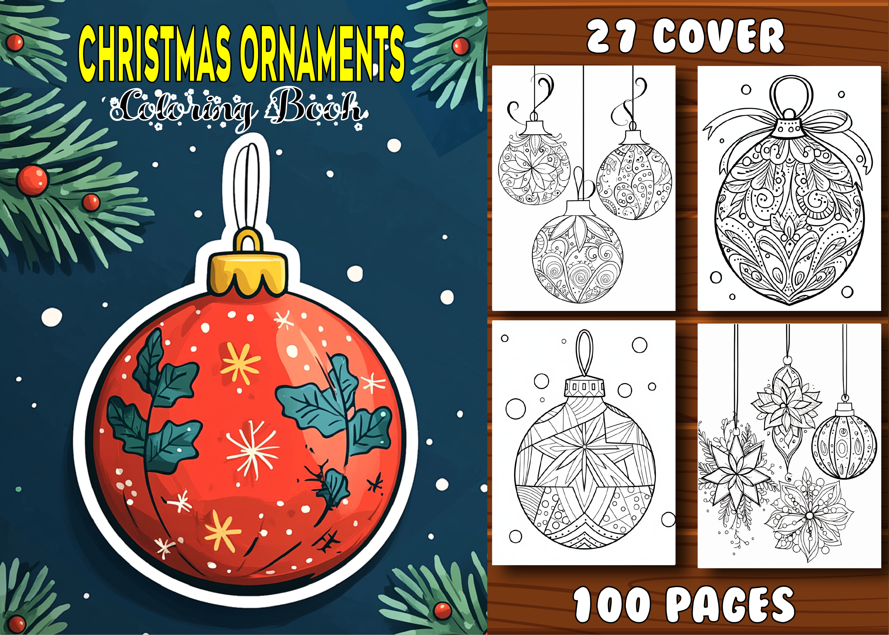 100 Christmas Ornaments Coloring Book Graphic by PIXEL CRAFT STUDIO ...