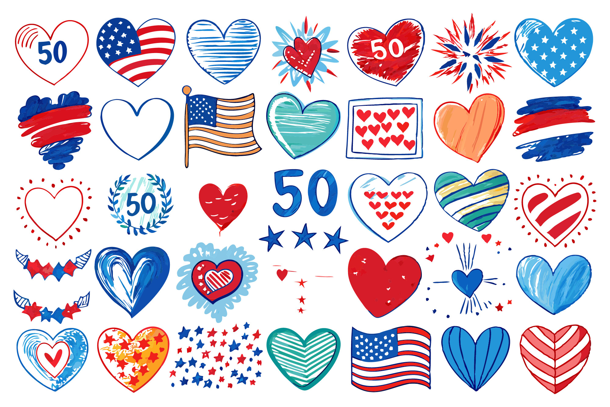 Patriotic Heart & Flag Clipart for USA Graphic by shahtech50 · Creative ...