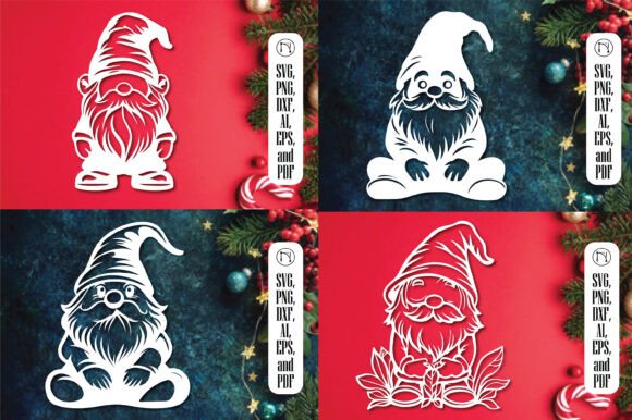 Paper Cut Gnome SVG Cut File Bundle · Creative Fabrica