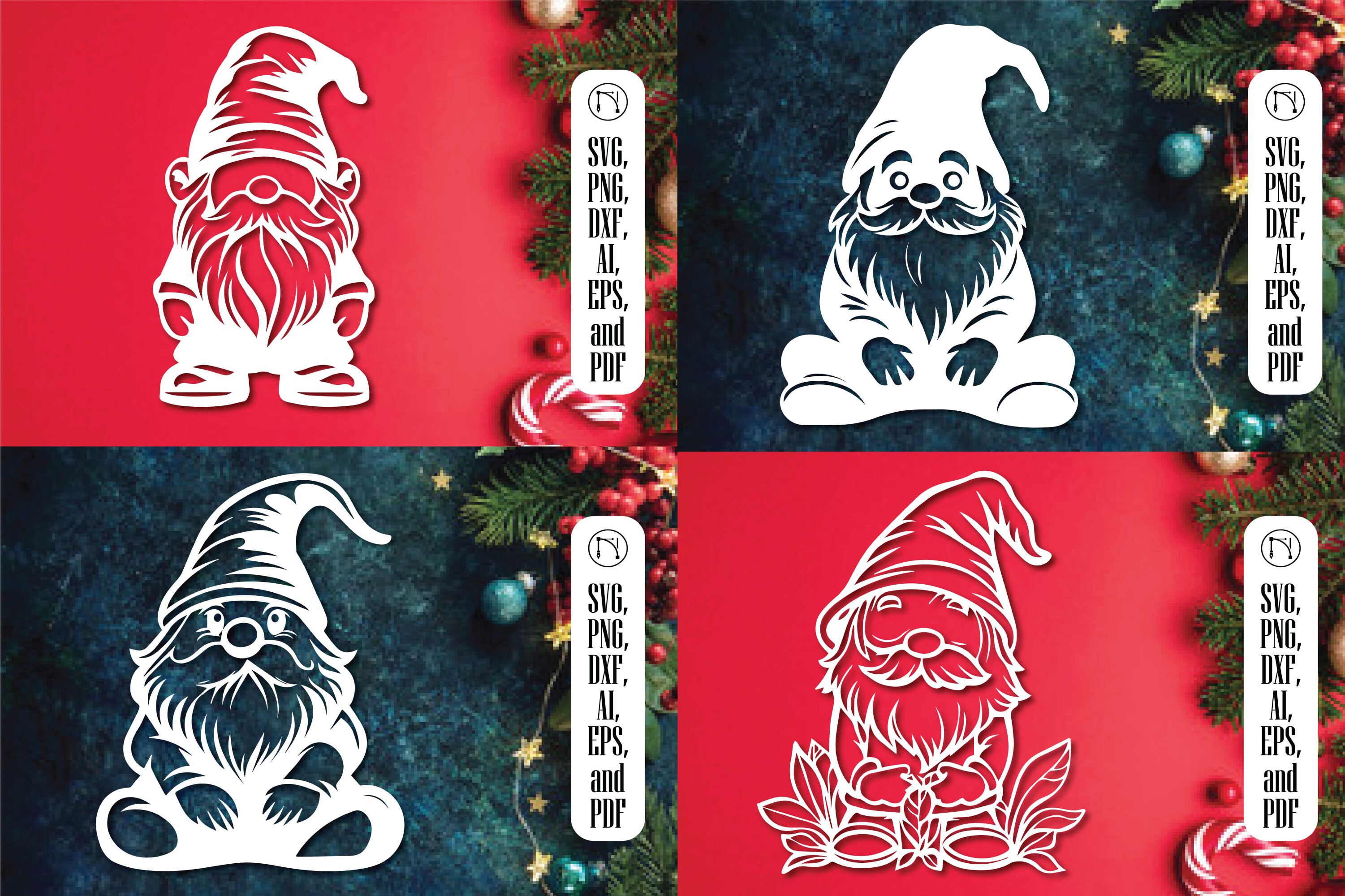 Paper Cut Gnome SVG Cut File Bundle · Creative Fabrica