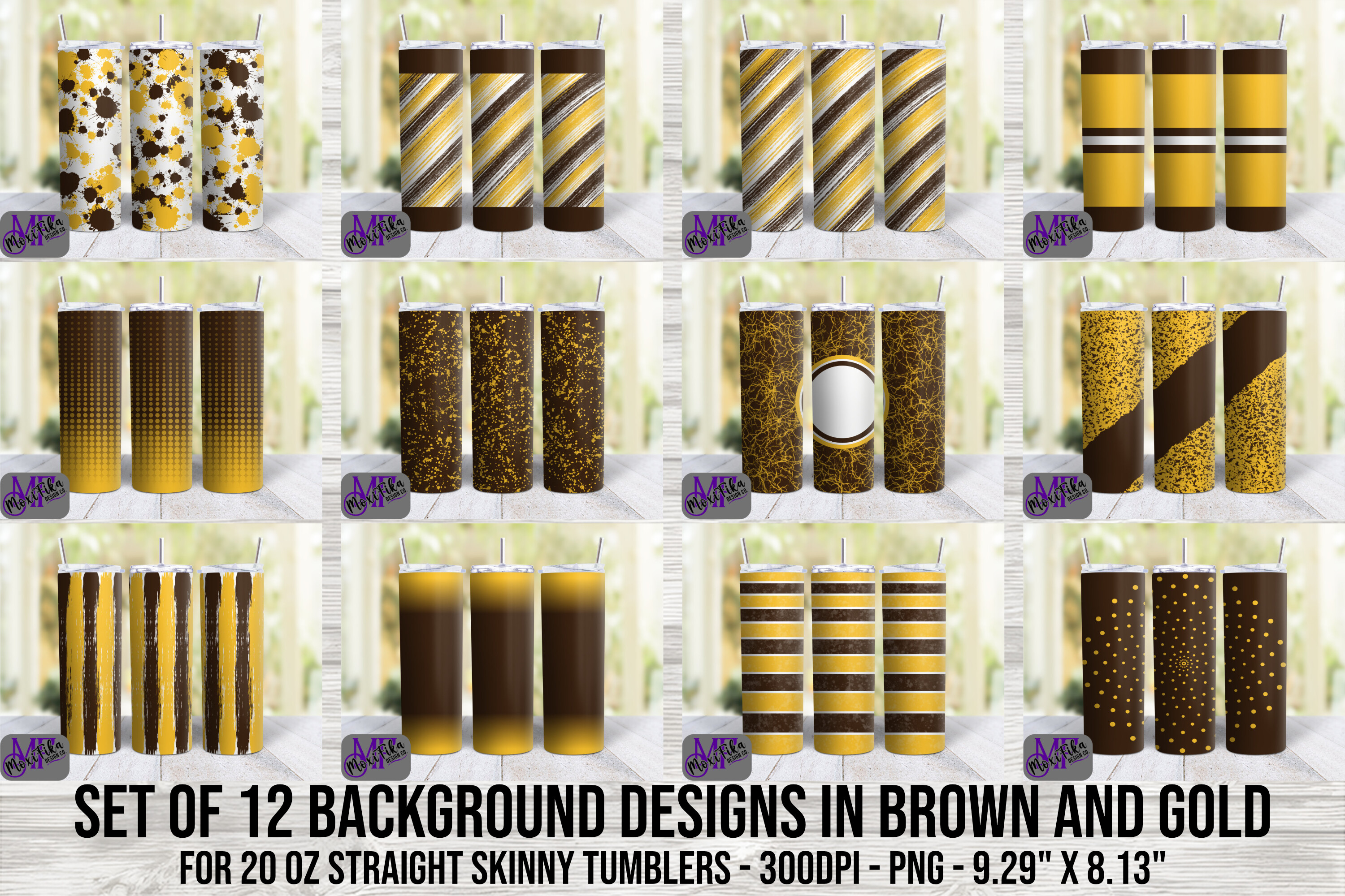Brown & Gold Tumbler Backgrounds PNG Graphic by MoxiFikaDesignCo ...
